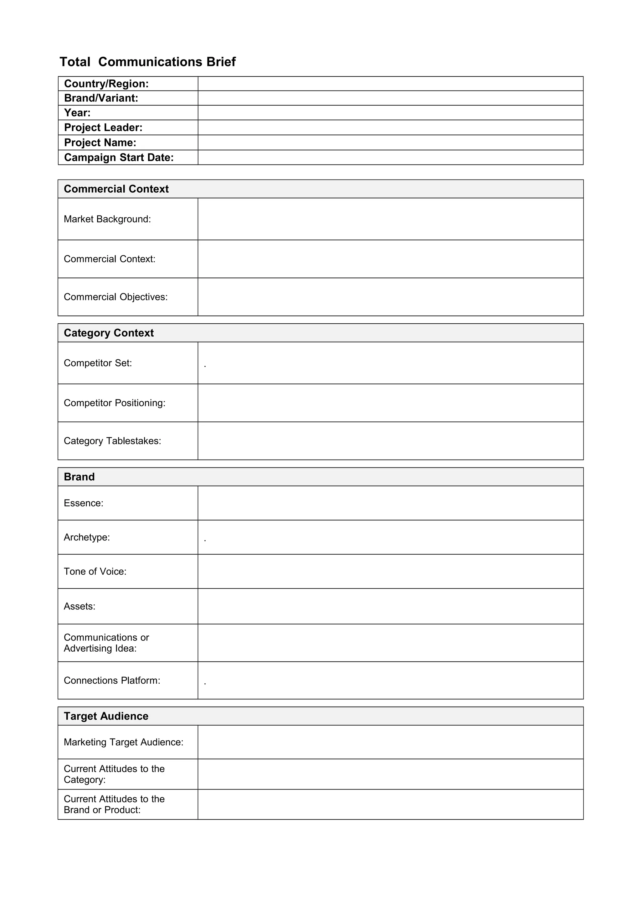 Blank total comms brief | DOC