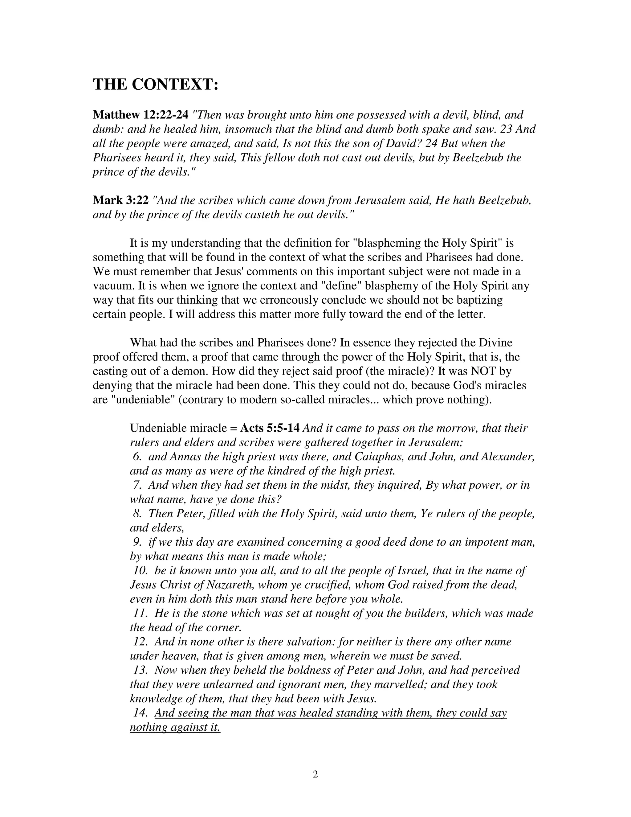 Blasphemy Against The Holy Spirit | PDF