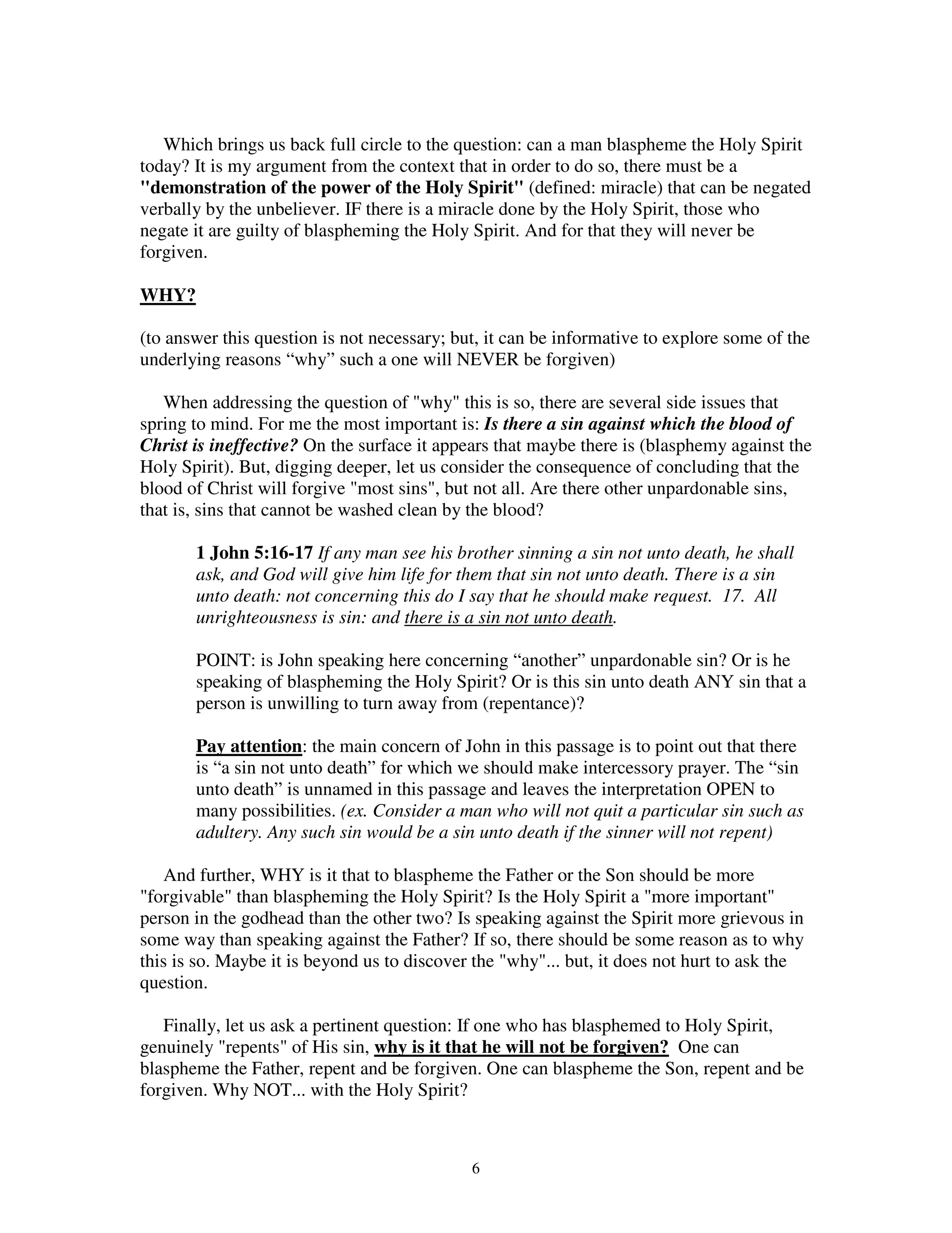 Blasphemy Against The Holy Spirit | PDF