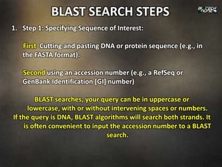 BLAST [Basic Alignment Local Search Tool] | PPTX