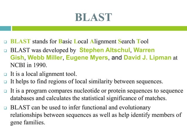 BLAST | PPTX | Operating Systems | Computer Software and Applications