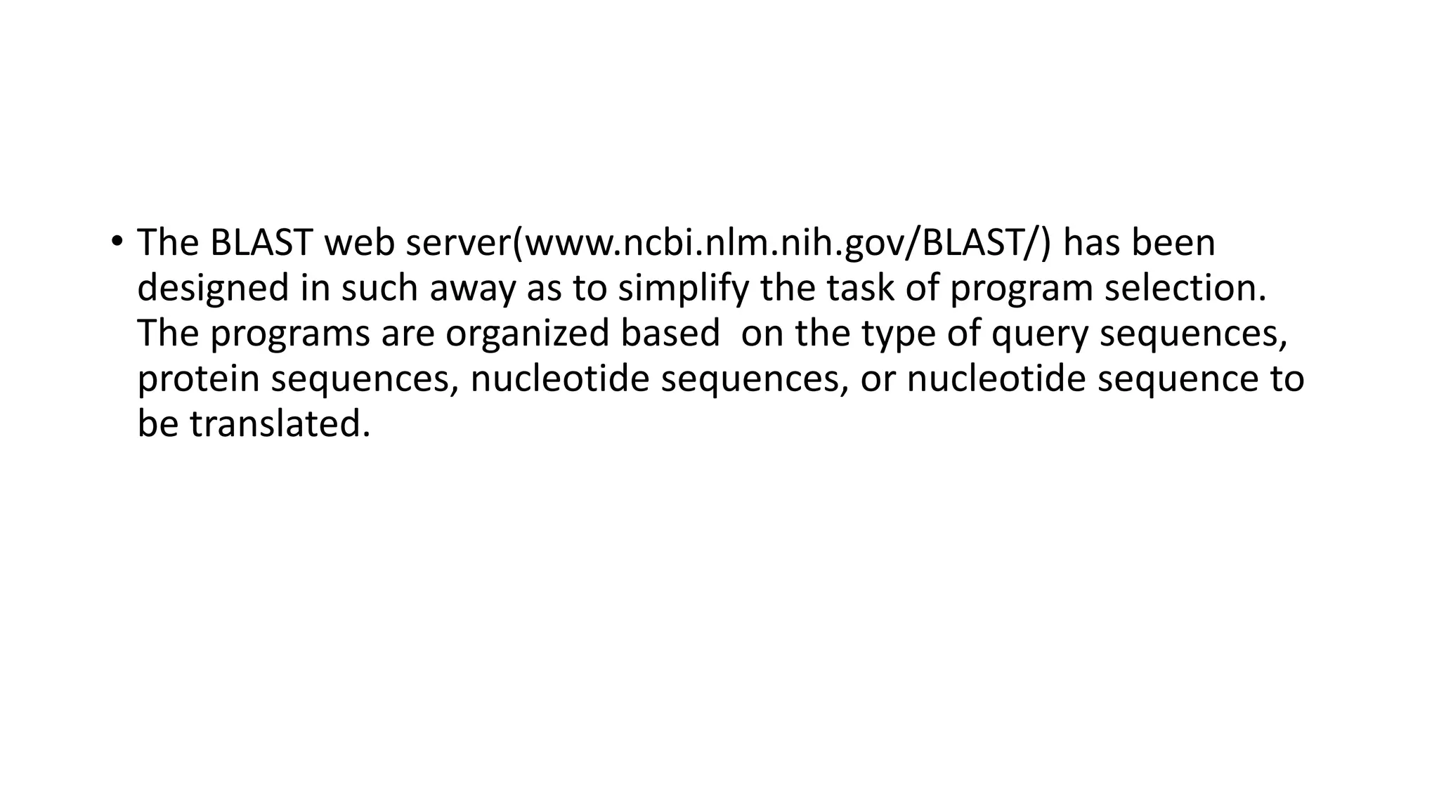 Database similarity searching blast and fasta | PPTX