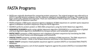 BLAST AND FASTA.pptx12345789999987544321234 | PPT