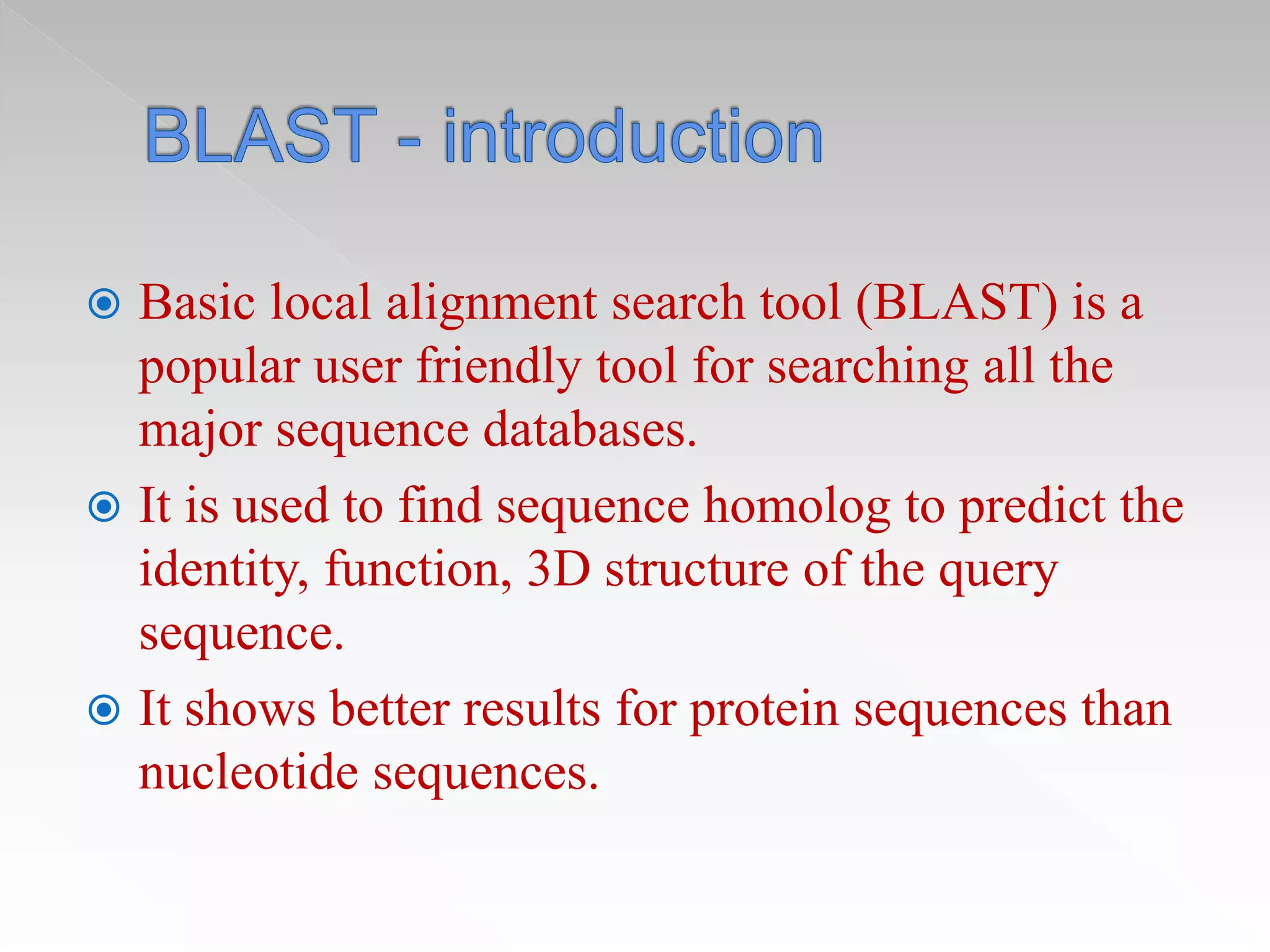 Blast And Fasta Pptx Databases Computer Software And Applications
