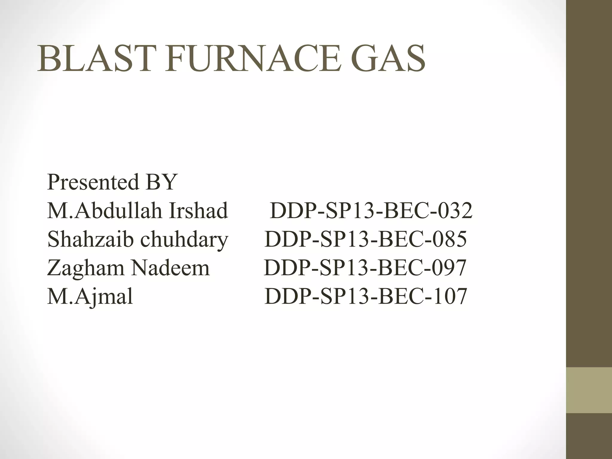Blast furnace gas | PPTX