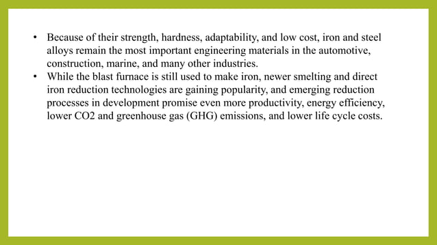 Blast Furnace Iron Making Process with Construction and Chemical ...