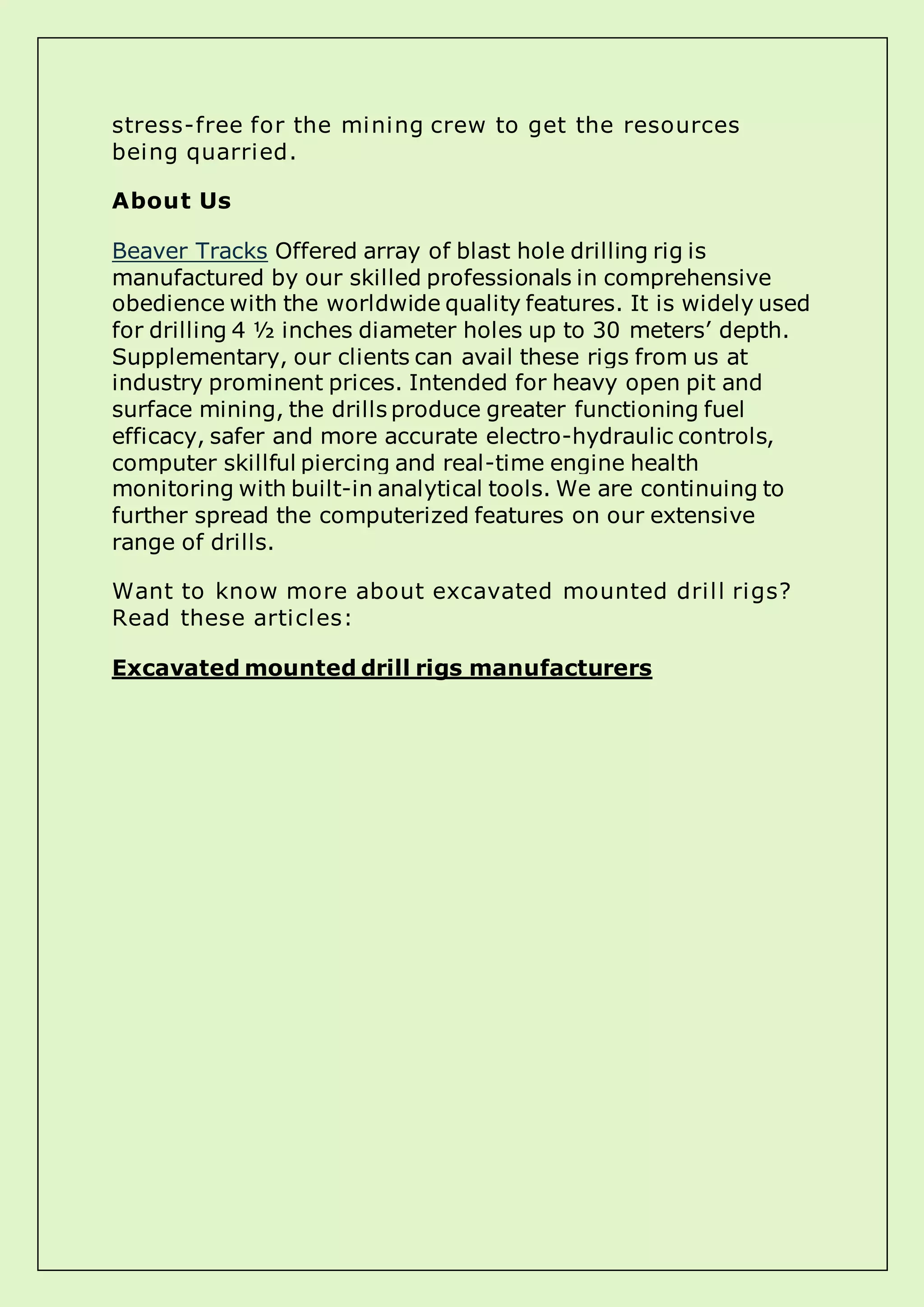 Blast hole drilling rigs | DOCX | Scuba Diving | Extreme Sports