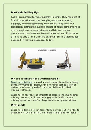 Blast hole drilling rigs | DOCX