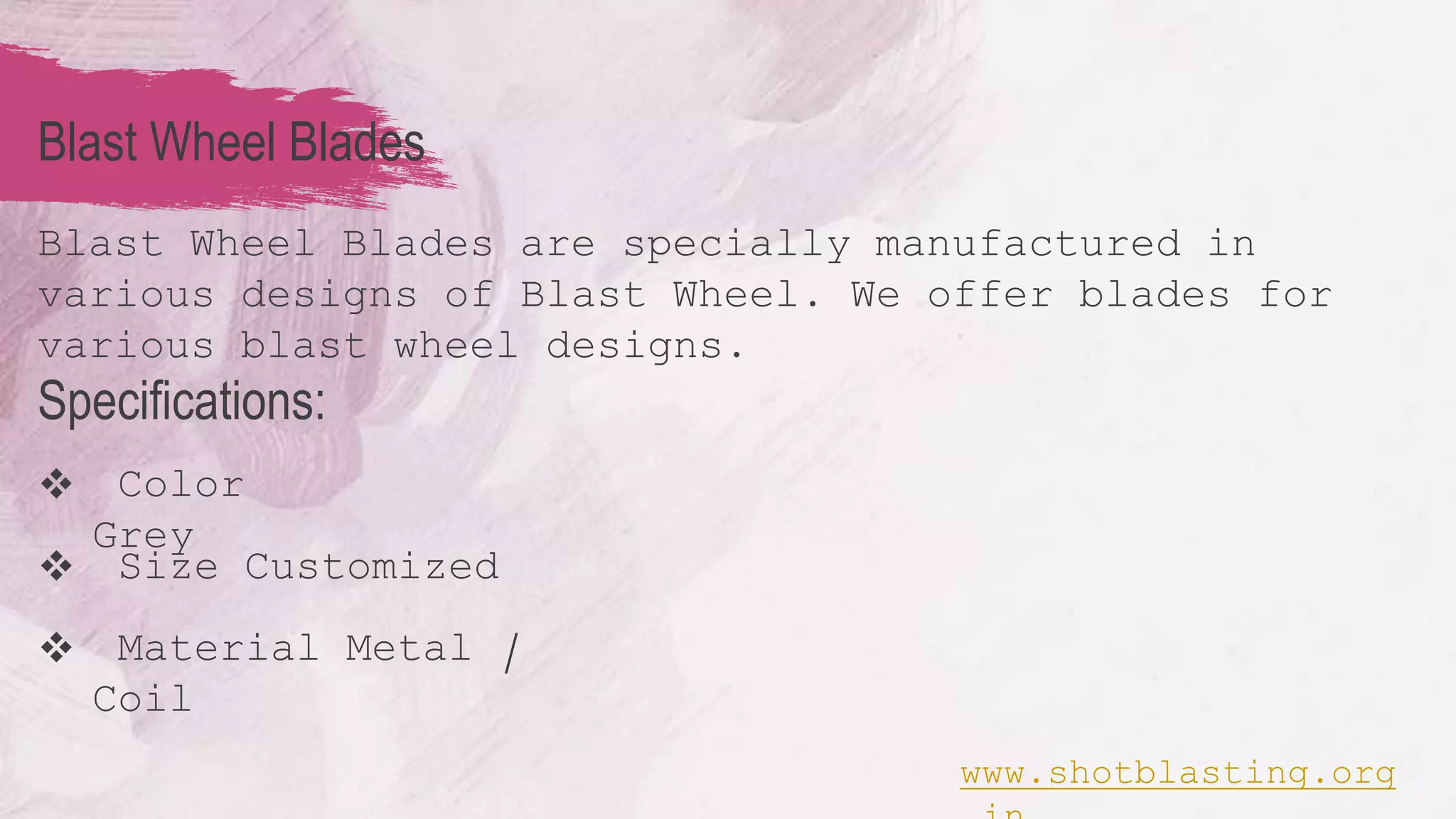 Blasting machine spare parts | PPT