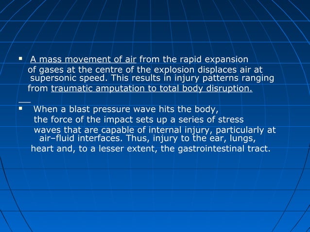 Blast injuries | PPT | Death, Injury, or Military Conflict | Sensitive ...
