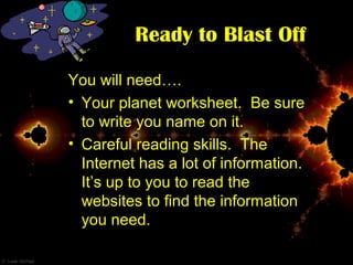 Blast off -solar system webquest lesson | PPS