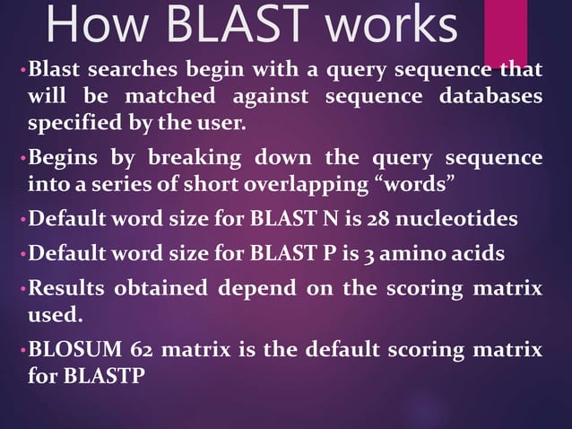 BLAST : features, types,algorithm, working etc. | PPTX