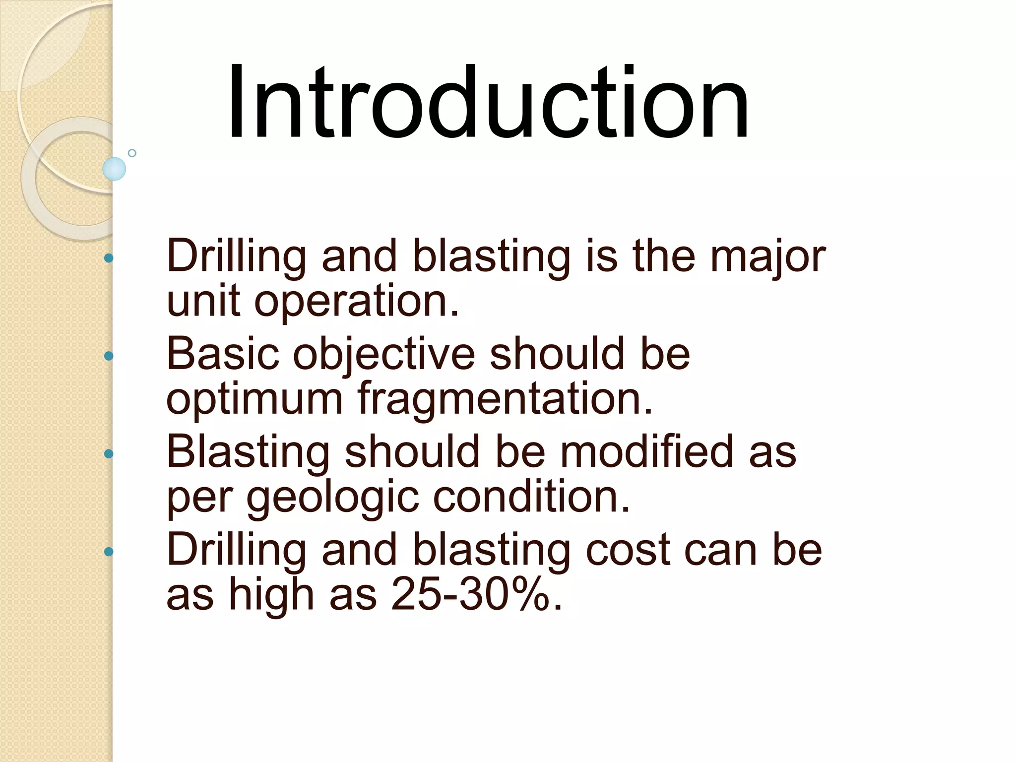 Blast Design In Opencast Mining Pptx Geology Science