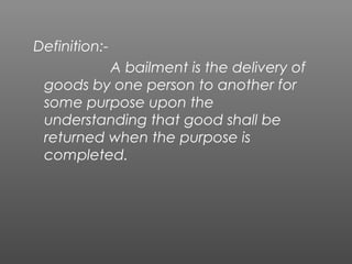Contract of bailment | PPT | Law