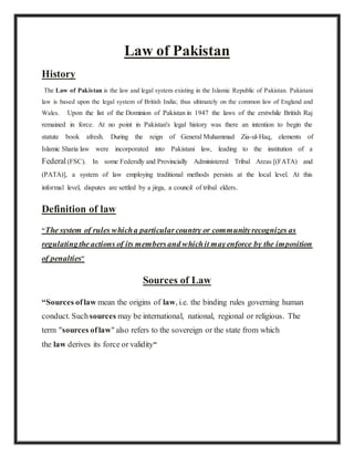 Law of Pakistan And Its Sources | DOCX