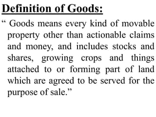 Business Law unit-3 - sale of goods act 1930 and Consumer Protection ...