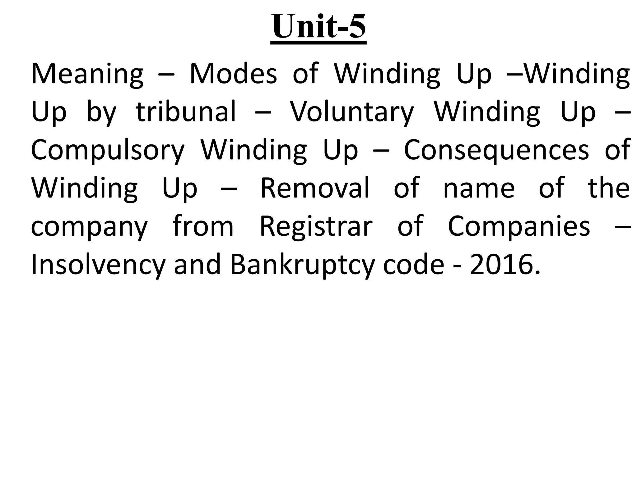 Business Law unit-v - winding up of companies | PPT