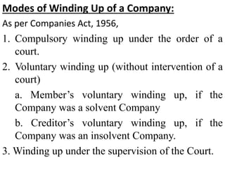 Business Law unit-v - winding up of companies | PPT