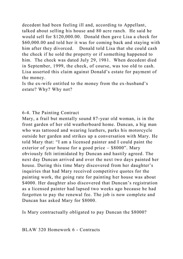 BLAW 320 Homework 6 - Contracts6-1. The Haunted House.docx