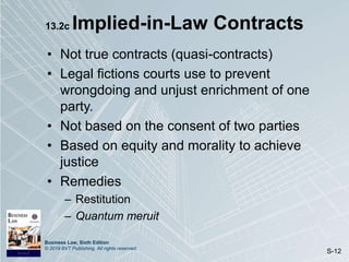 Chapter 13: Nature of Contracts and Contract Remedies | PPT