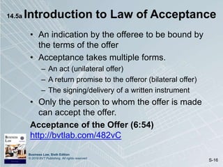 Chapter 14: Agreement: Offer and Acceptance | PPT