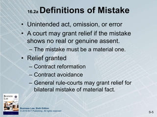 Chapter 16: Genuine Assent and Contractual Capacity | PPT