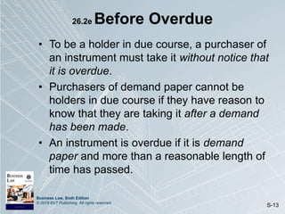 Chapter 26: Holders in Due Course and Defense | PPTX