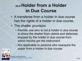 Chapter 26: Holders in Due Course and Defense | PPTX
