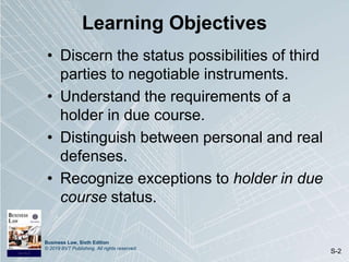 Chapter 26: Holders in Due Course and Defense | PPTX
