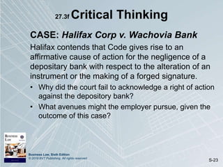 Chapter 27:Liability of Parties to Negotiable Instruments | PPTX