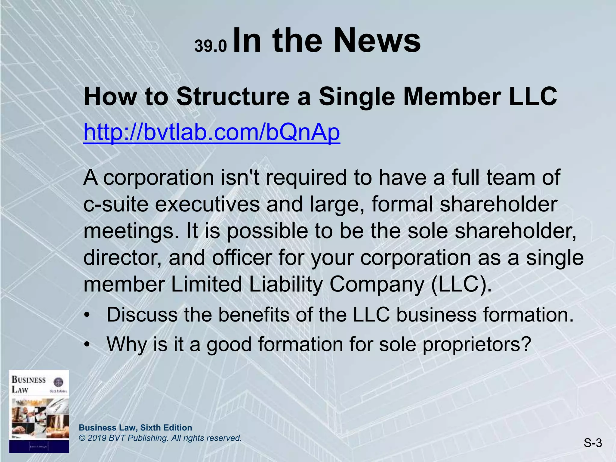 Chapter 39: Limited Liability Companies and Related Forms | PPT