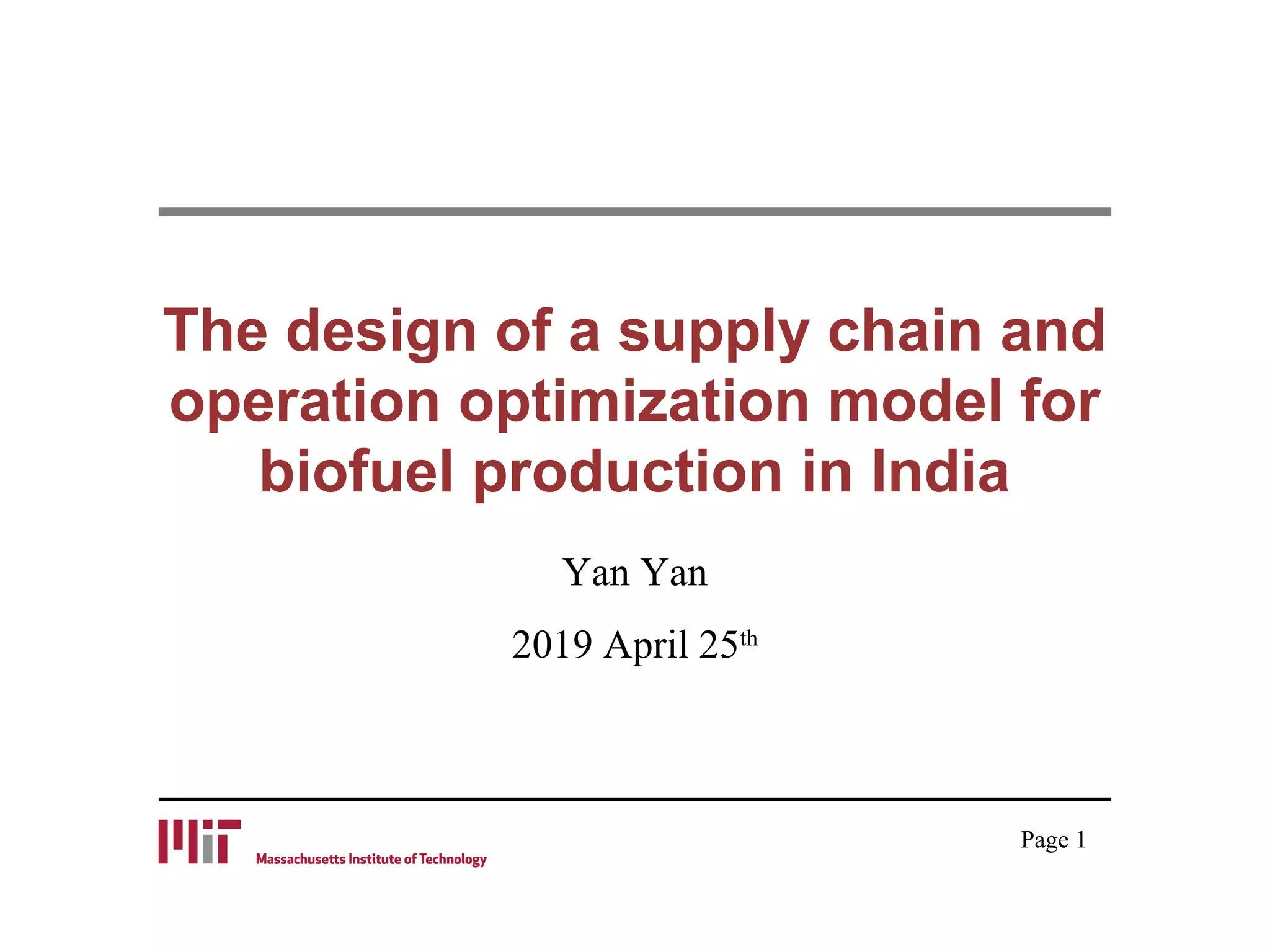 The design of a supply chain and operation optimization model for ...