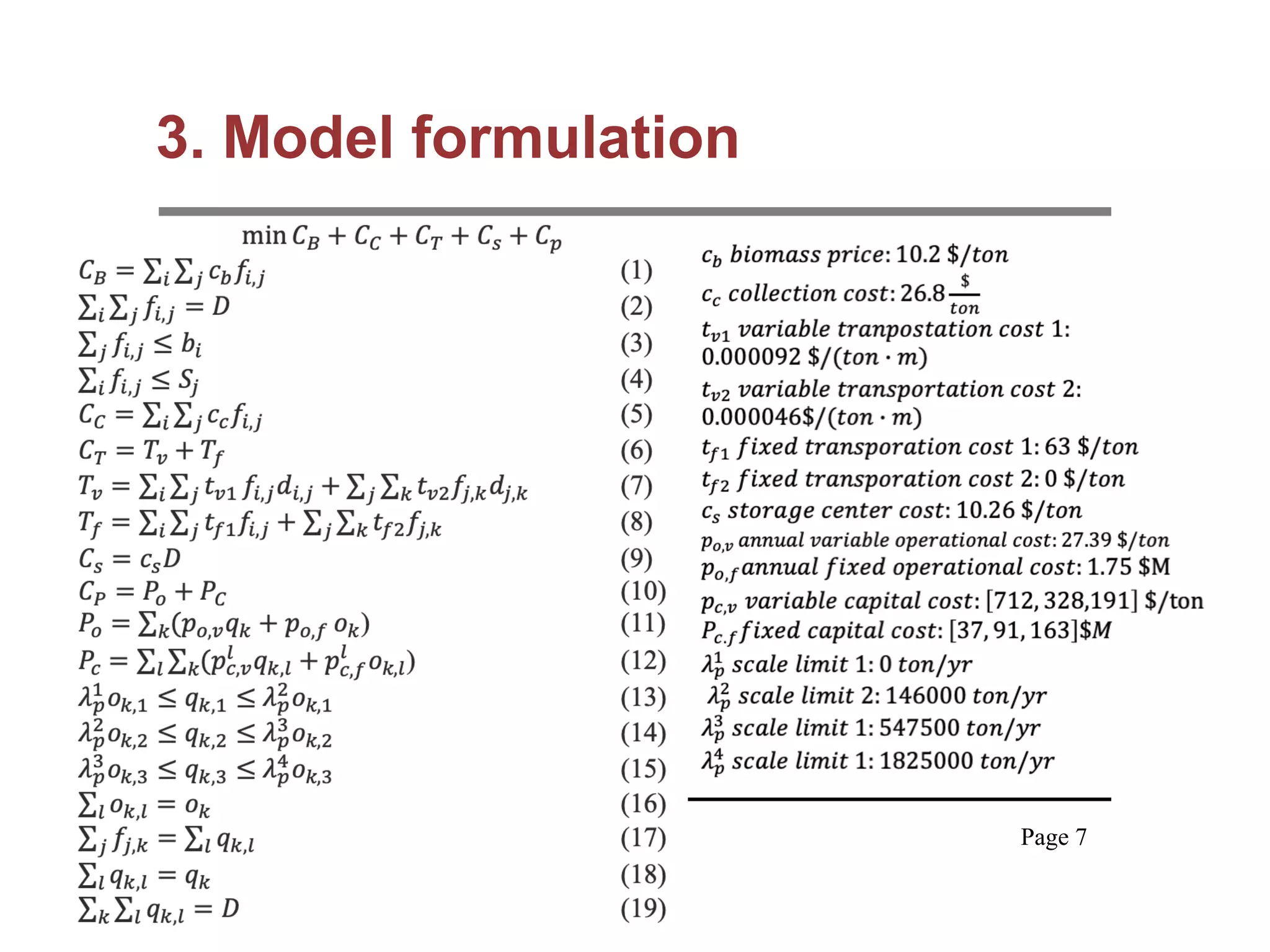 The design of a supply chain and operation optimization model for ...