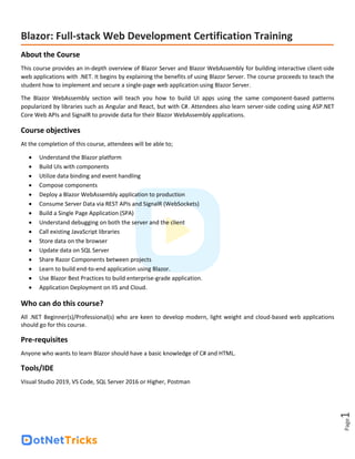 Blazor certification training - Dot Net Tricks | PDF