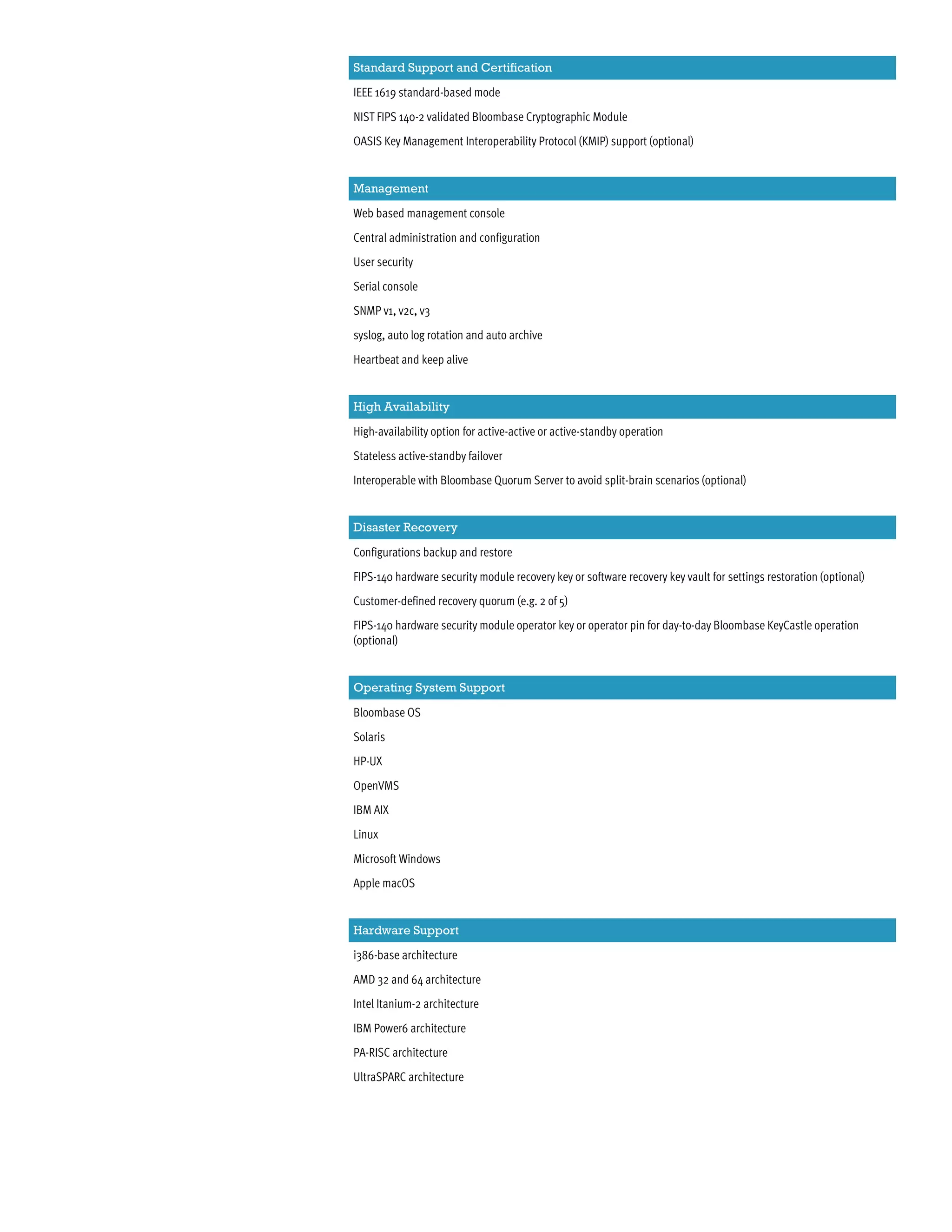 Bloombase StoreSafe Specifications | PDF