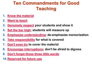 Ten Commandments for Good Teaching expla | PPT
