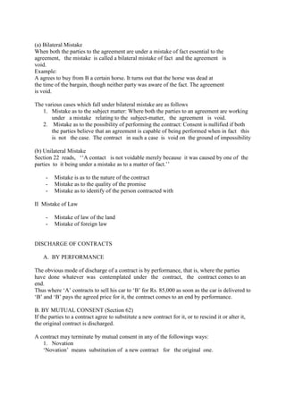 Indian contract act Notes | DOCX | Marriage and Civil Unions | Family ...