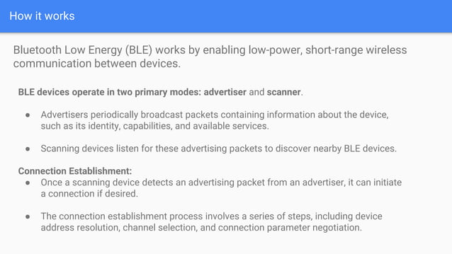 Bluetooth Low Energy(BLE) and beacons working | PPTX