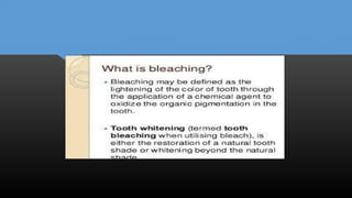 BLEACHNG AGENTS for teeth whitening in dentistry | PPTX