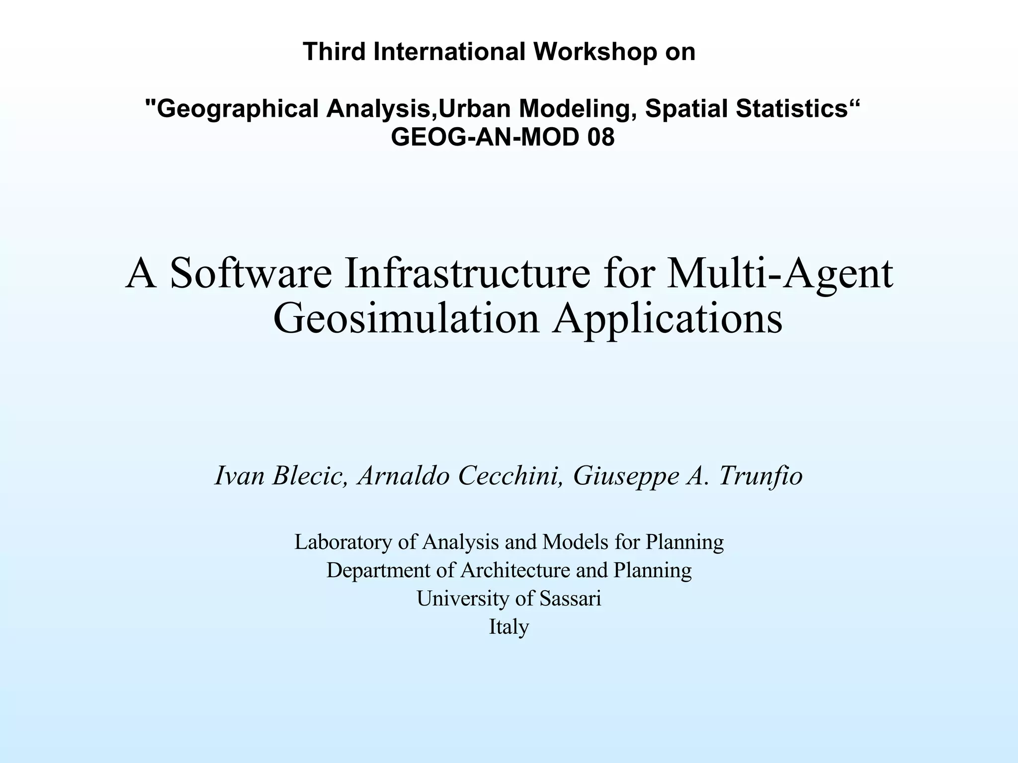 Blecic Iccsa 2008 | PPT | Computing | Technology & Computing