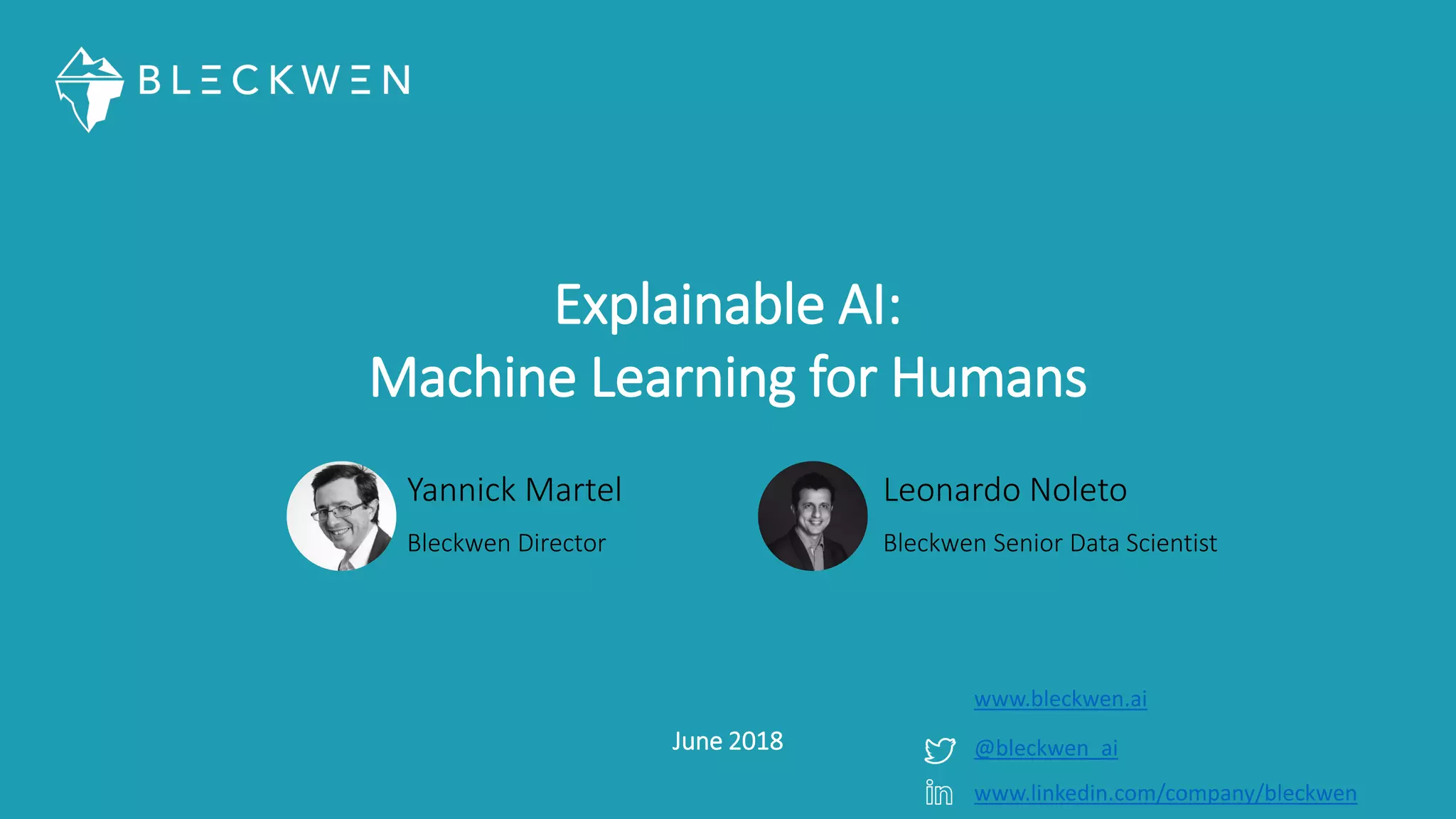 BLECKWEN - Explainable AI - Machine Learning for Humans | PDF