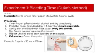 Bleeding & Clotting Time determination physiology | PDF