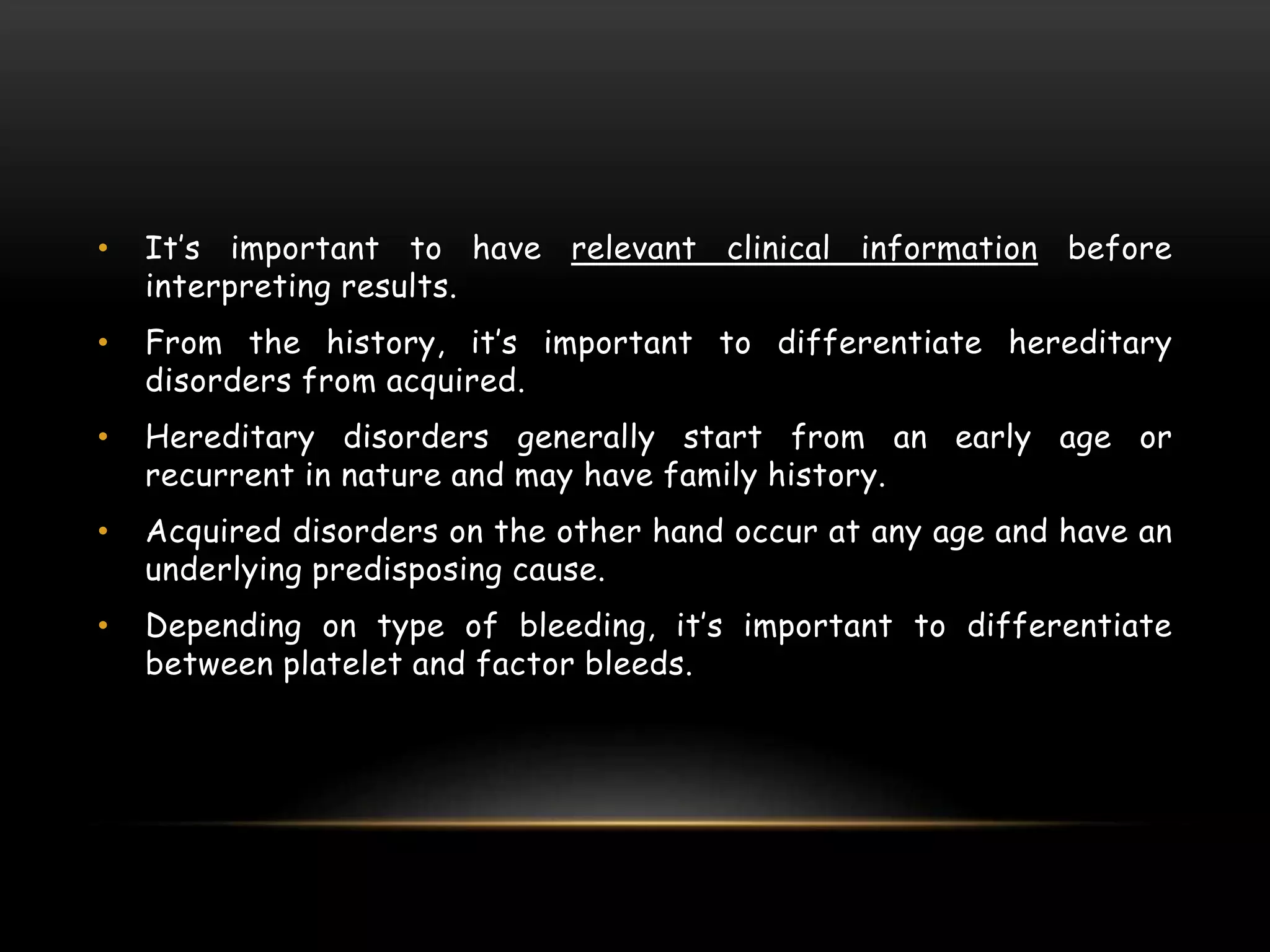 Bleeding Disorders: Classification and Diagnosis | PPTX