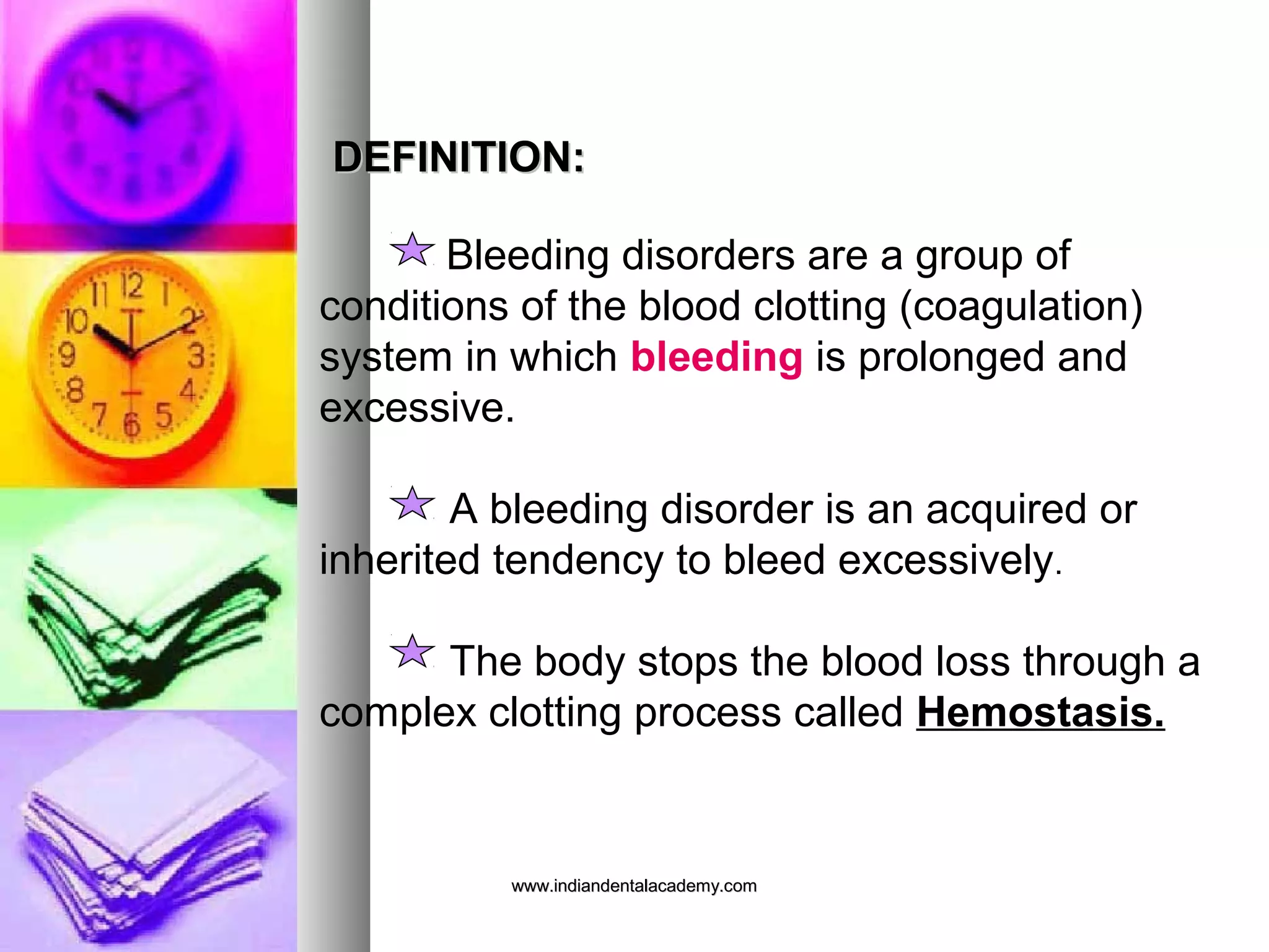 Bleeding disorders medicine /endodontic courses | PPT