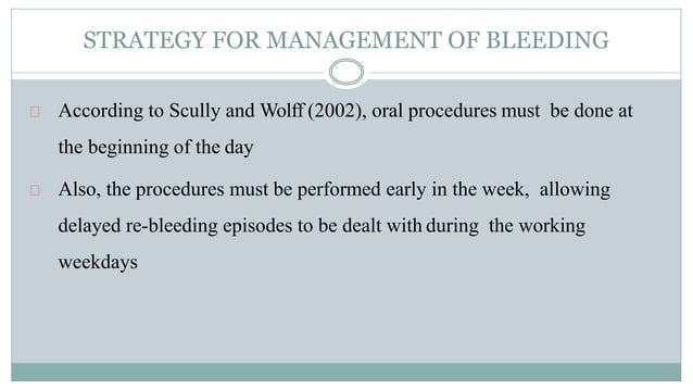 Dental Management of Patients with Bleeding Disorders | PPTX