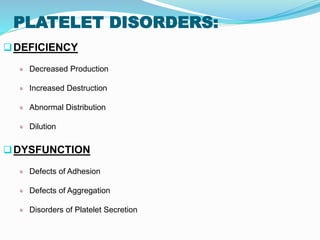 Bleeding disorders Pathology Dr. UMME HABIBA | PPTX