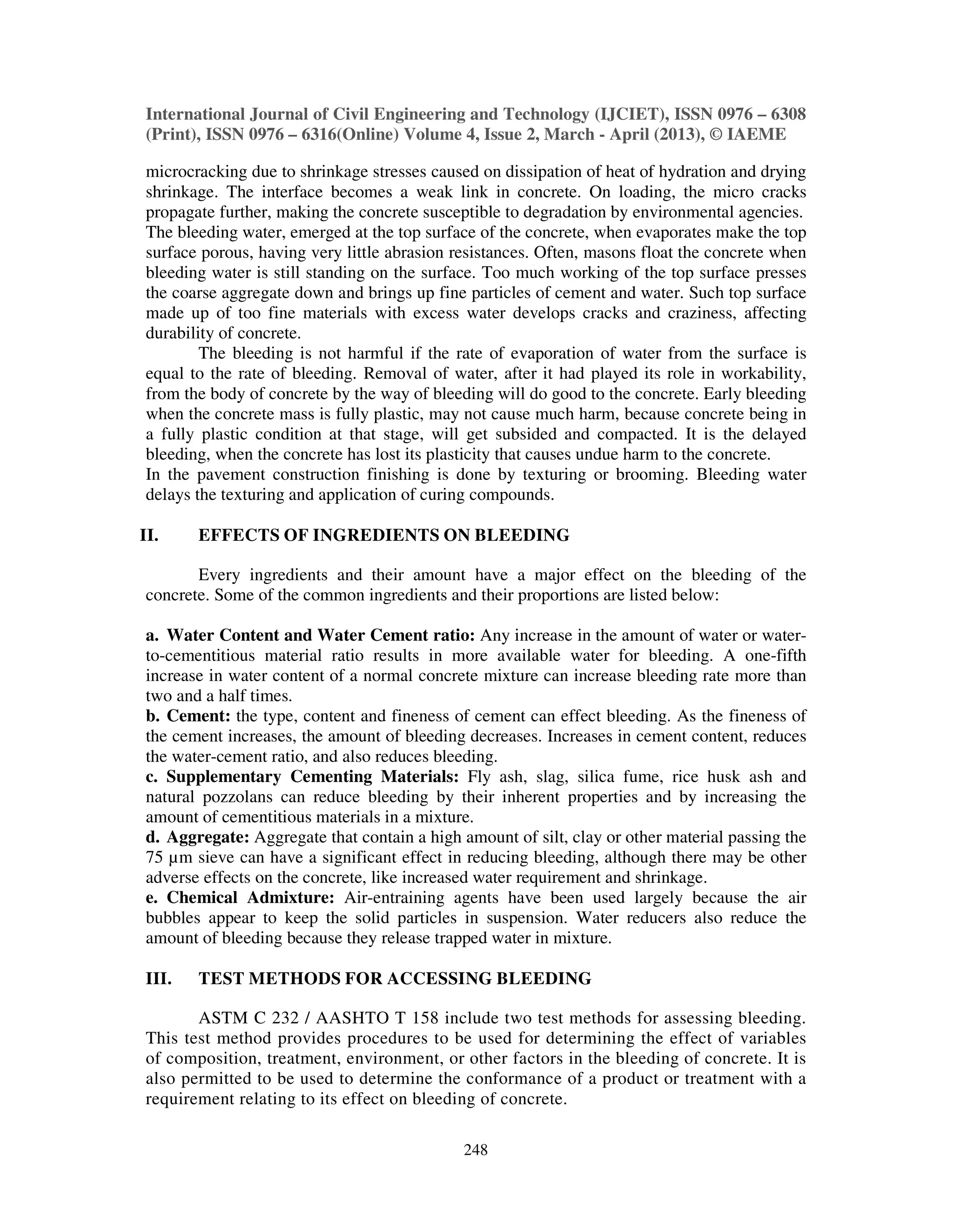 Bleeding in concrete | PDF