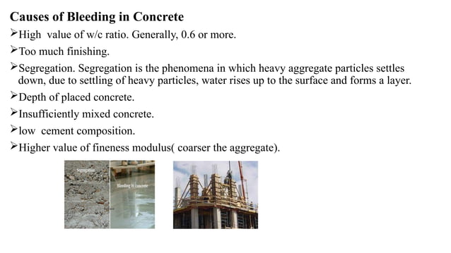 Bleeding in concrete detail explanatation | PPT
