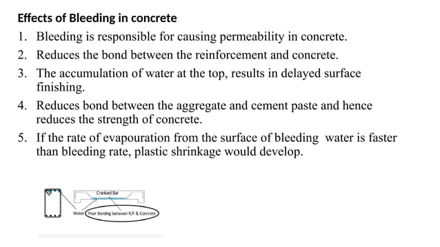 Bleeding in concrete with detatiled explanatation | PPT