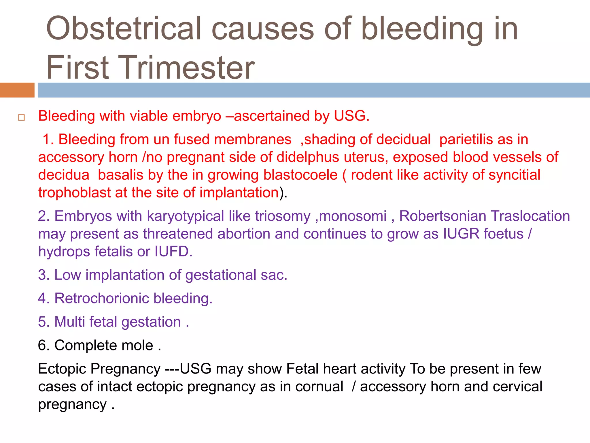 Bleeding in first trimester | PPTX